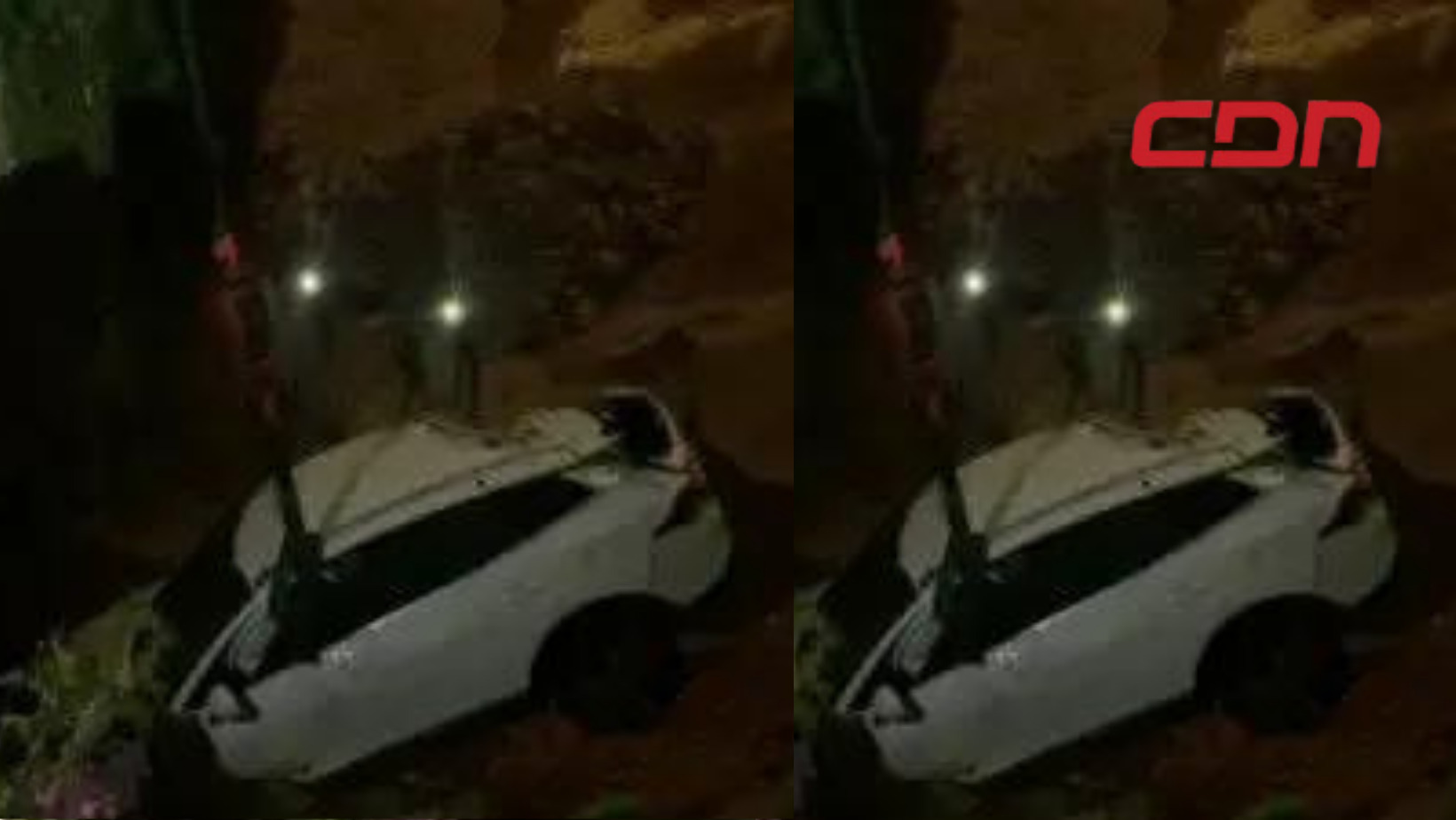 Otra yipeta se precipita en hoyo de construcción