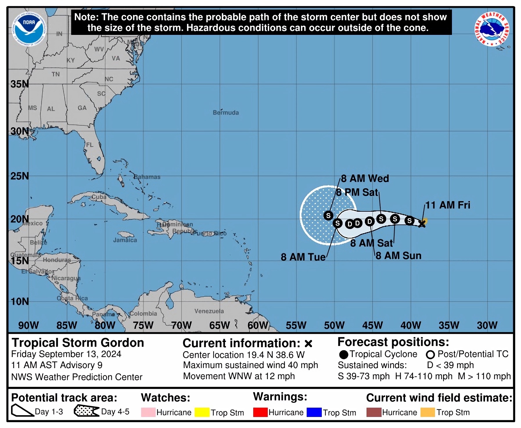 Se forma en medio del Atlántico, séptima tormenta tropical Gordon