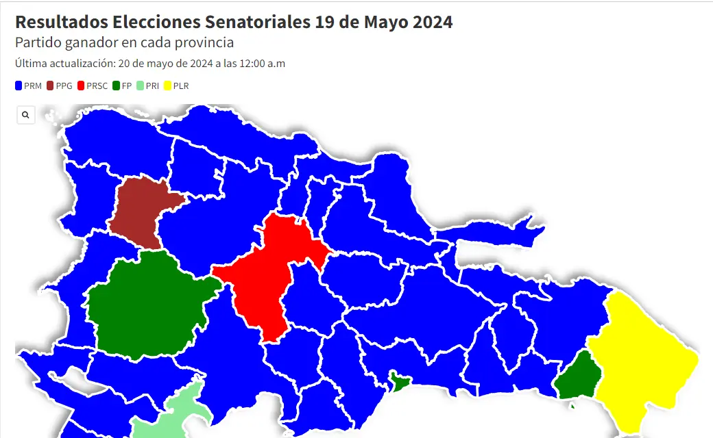 Mapa político de ganadores de las elecciones 2024