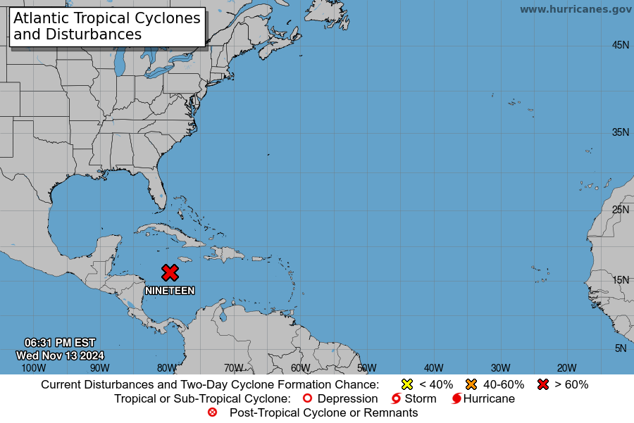 Potencial Ciclón 19 se forma en el Caribe