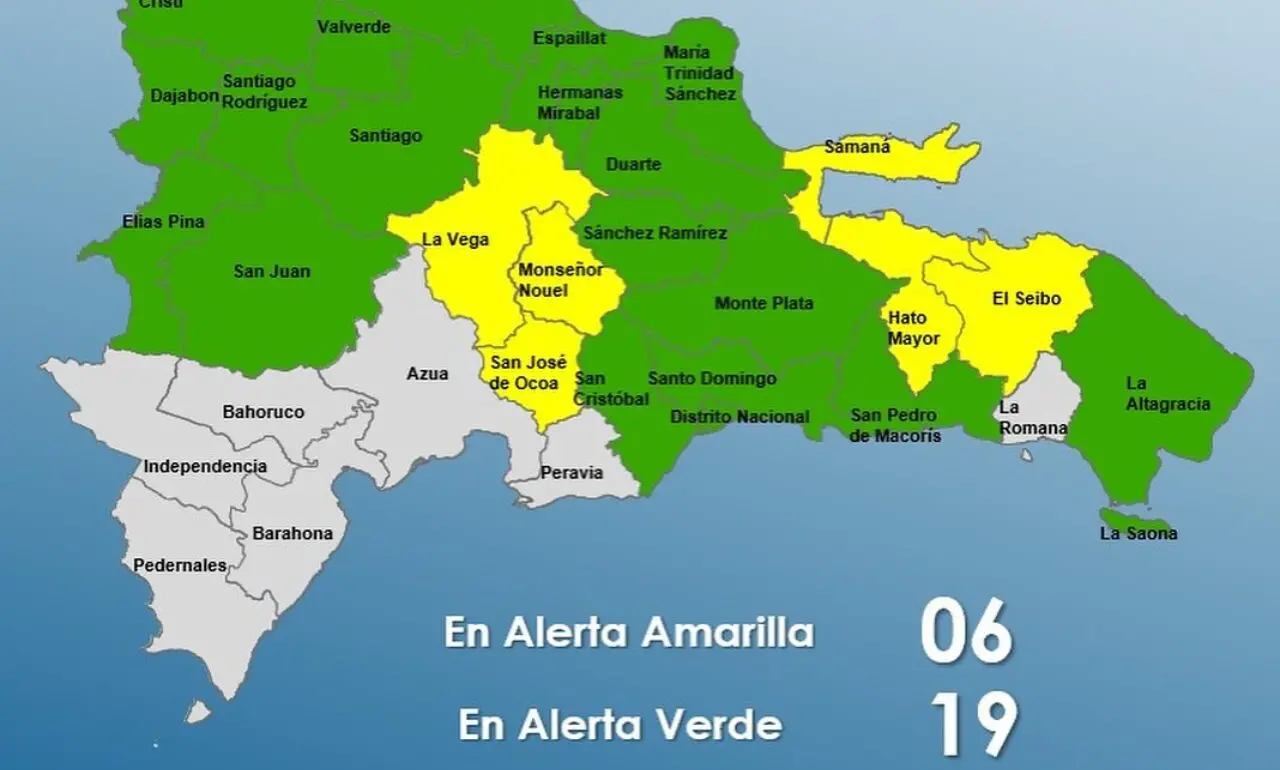 COE mantiene alerta amarilla en 6 provincias y alerta verde en 19 por ...